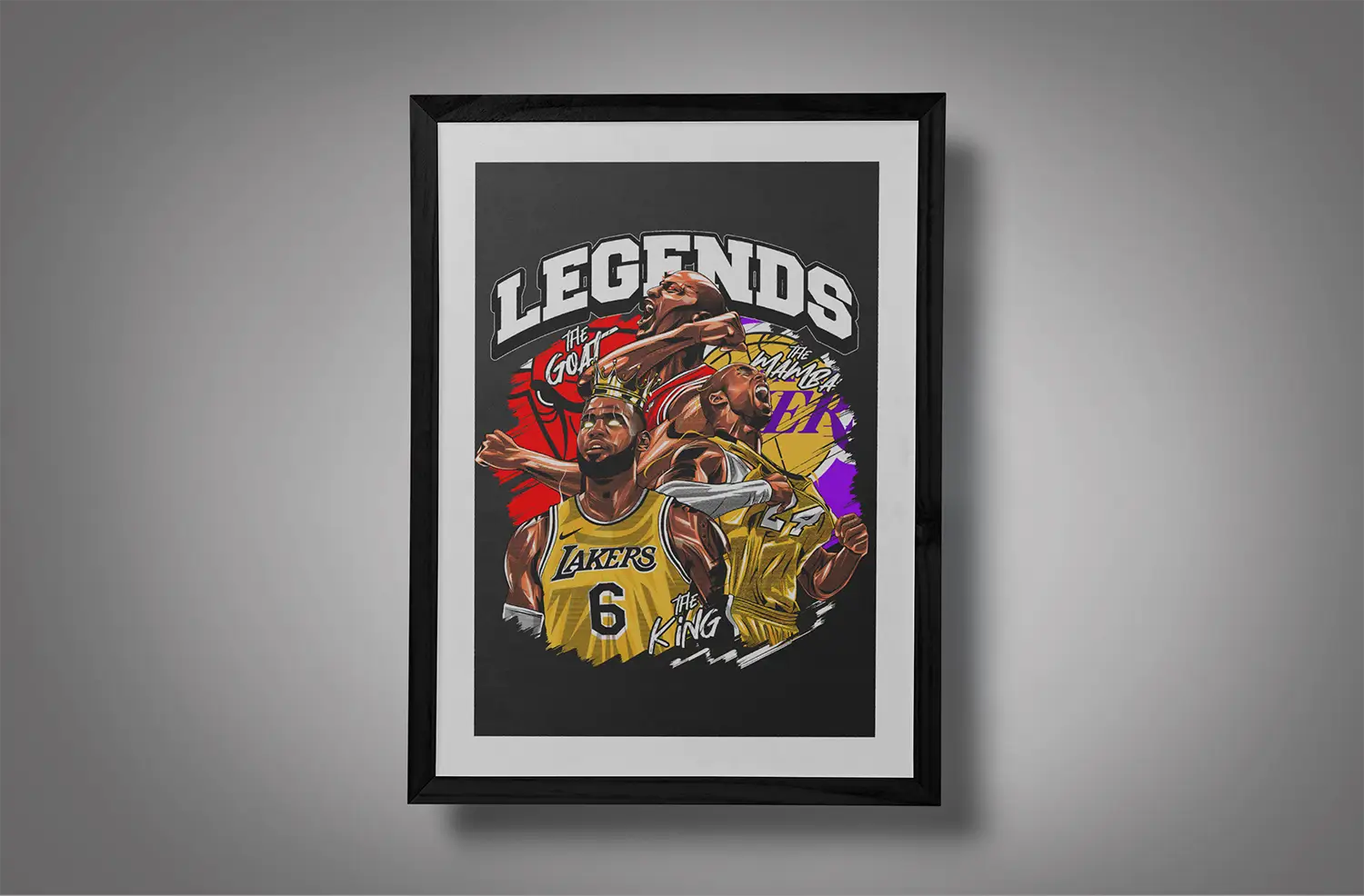 The GOATs Together – NBA Legends Framed Poster for Fans!