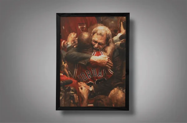 Michael Jordan Phil Jackson Hug Wall Art